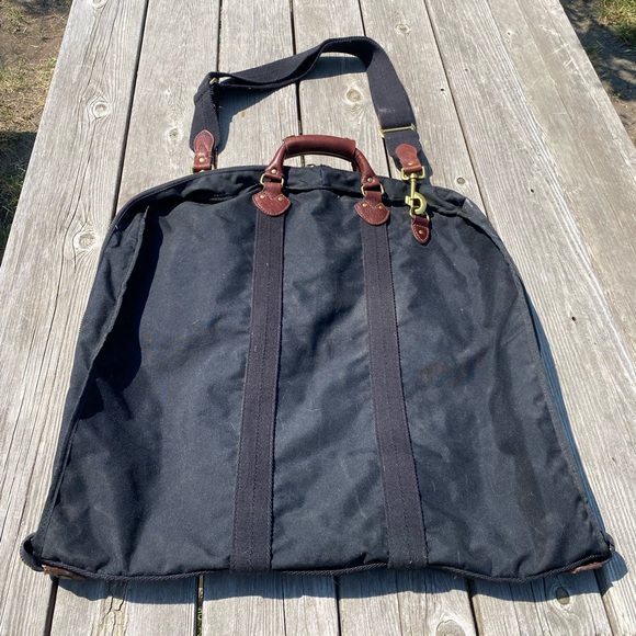 J. Crew | Bags | Jcrew Black Leather Canvas Garment Bag Carry On ...